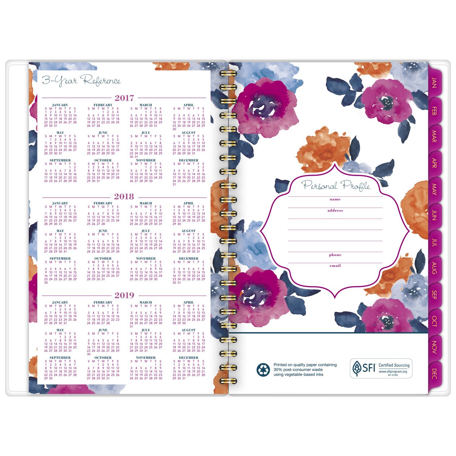 AT-A-GLANCE Weekly / Monthly Planner, January 2018 - December 2018, 4-7/8" x 8", Eva (1044-200)
