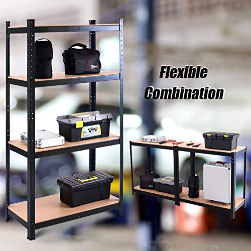 ERGOMASTER Storage Shelves Metal Garage Shelving Unit 4-Shelf Adjustable Heavy Duty Boltless Organizer Rack for Home Warehouse Pantry Office 64" W x 16" D x 63" H(Black,2Pack)