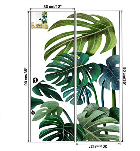 SENGTER Tropical Leaves Wall Decals Removable Jungle Green Palms Tree Plant Wall Stickers for Living Room Kids Room Bedroom Playroom Decor