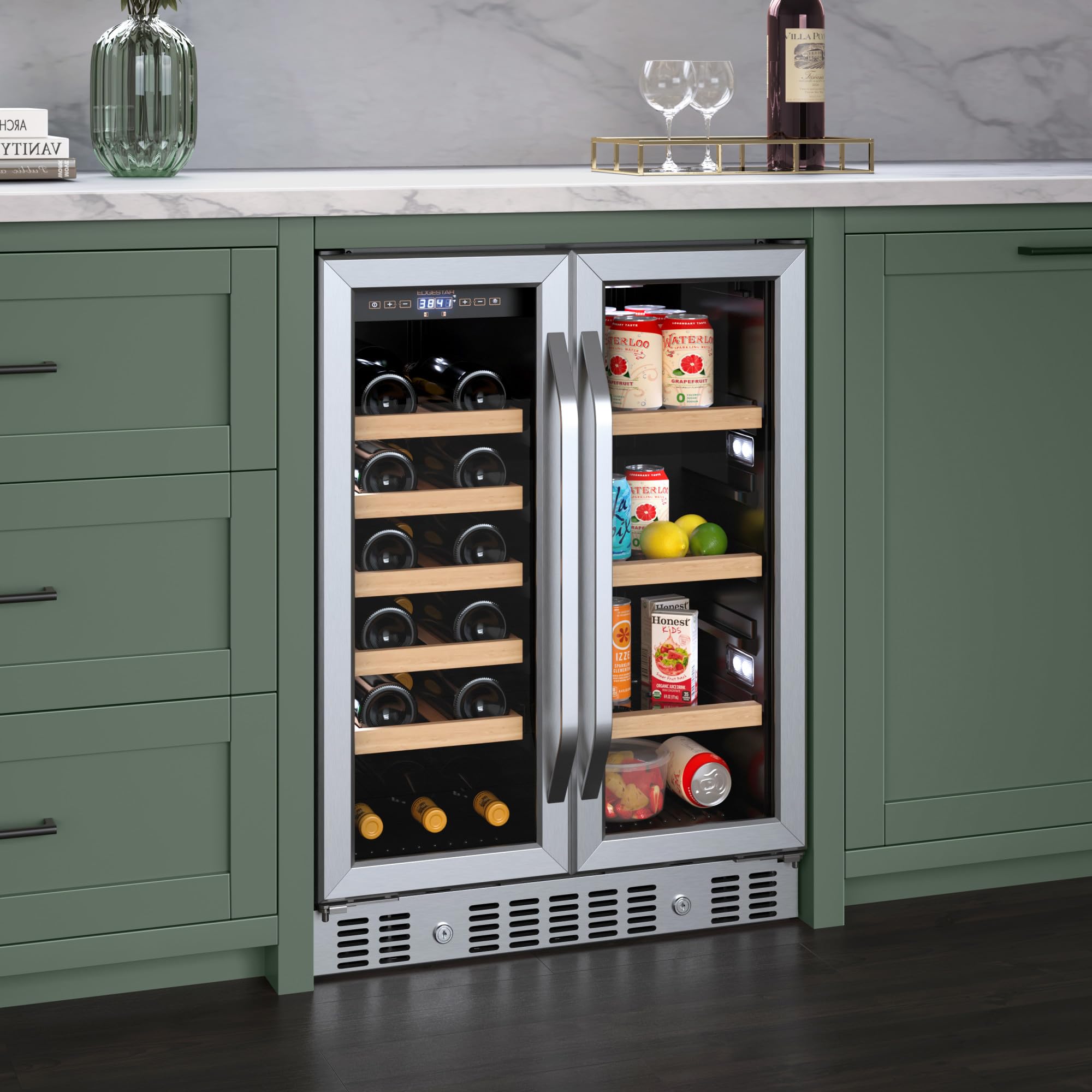 EdgeStar CWB1760FD 24 Inch Built-In Wine and Beverage Cooler with French Doors
