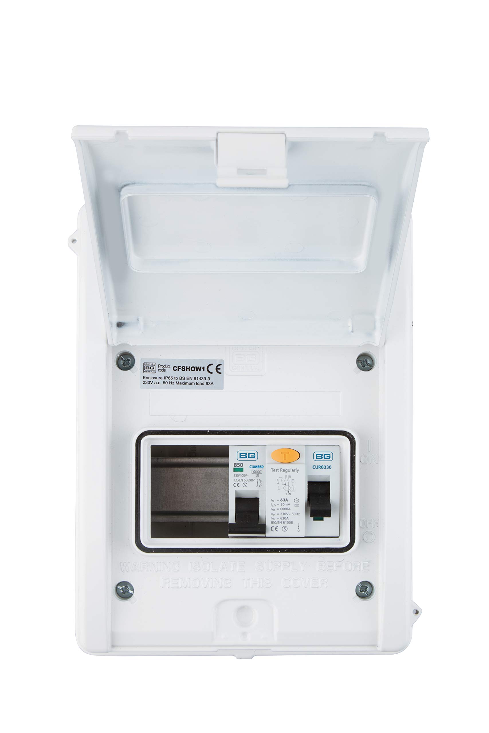 BG Electrical CFSHOW1-01 Shower KIT - 5 MOD IP65, 63A RCD, 50A MCB