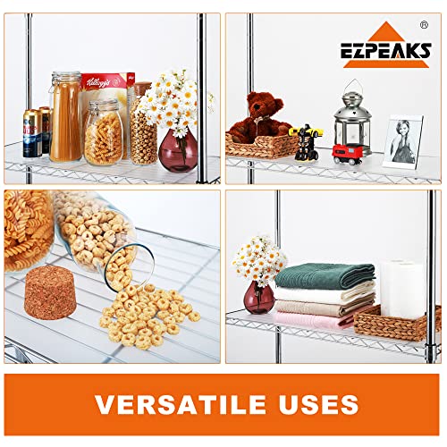 EZPEAKS 2-Pack Chrome 5-Shelf Shelving Units and Storage Rack on Wheels with 5-Shelf Liners, NSF Certified, Adjustable Matel Wire Shelving Unit Rack for Garage, Kitchen, Office, (63H X 30W X 14D)