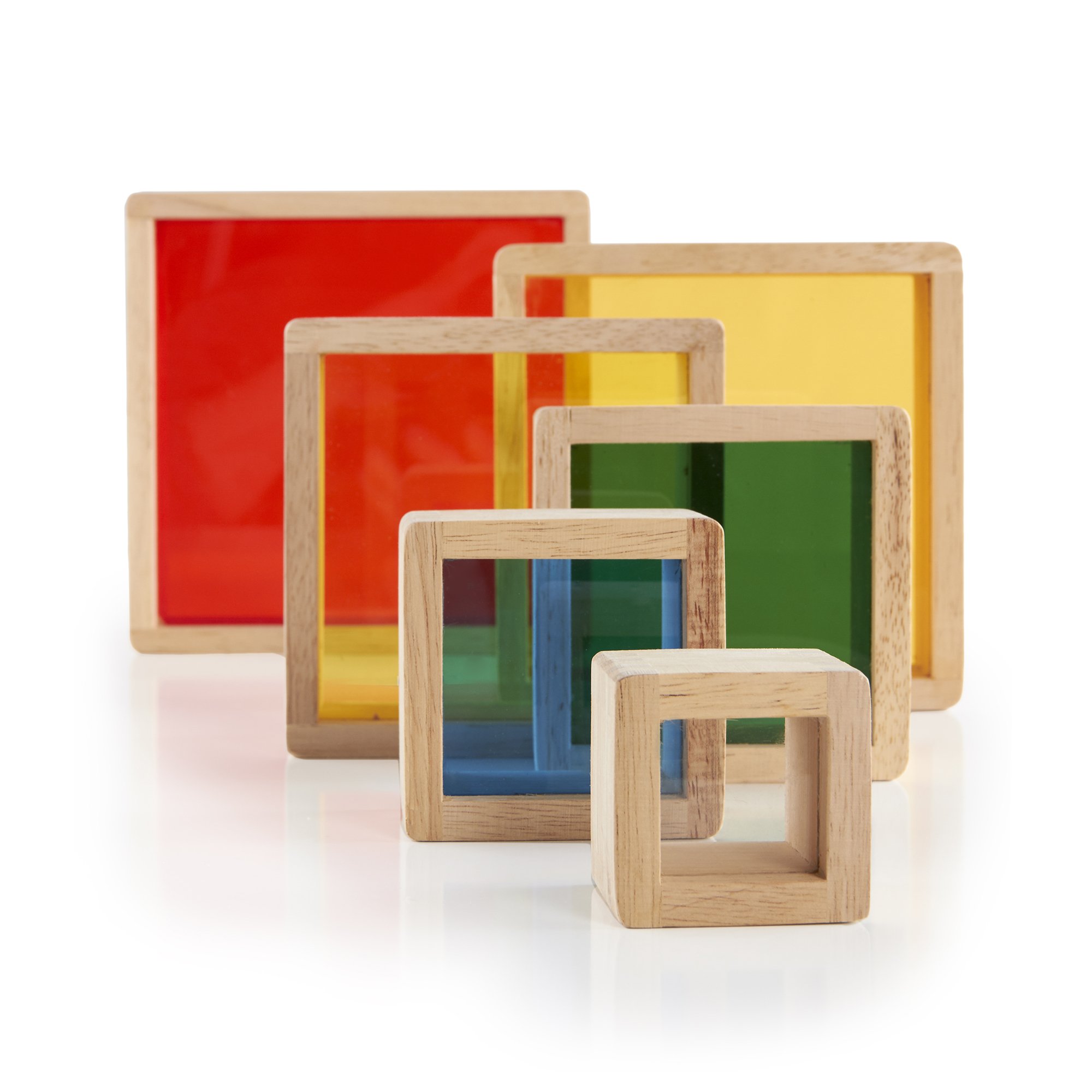 Guidecraft Stacking Rainbow Pyramid: Kids Colorful Learning and Educational Toy