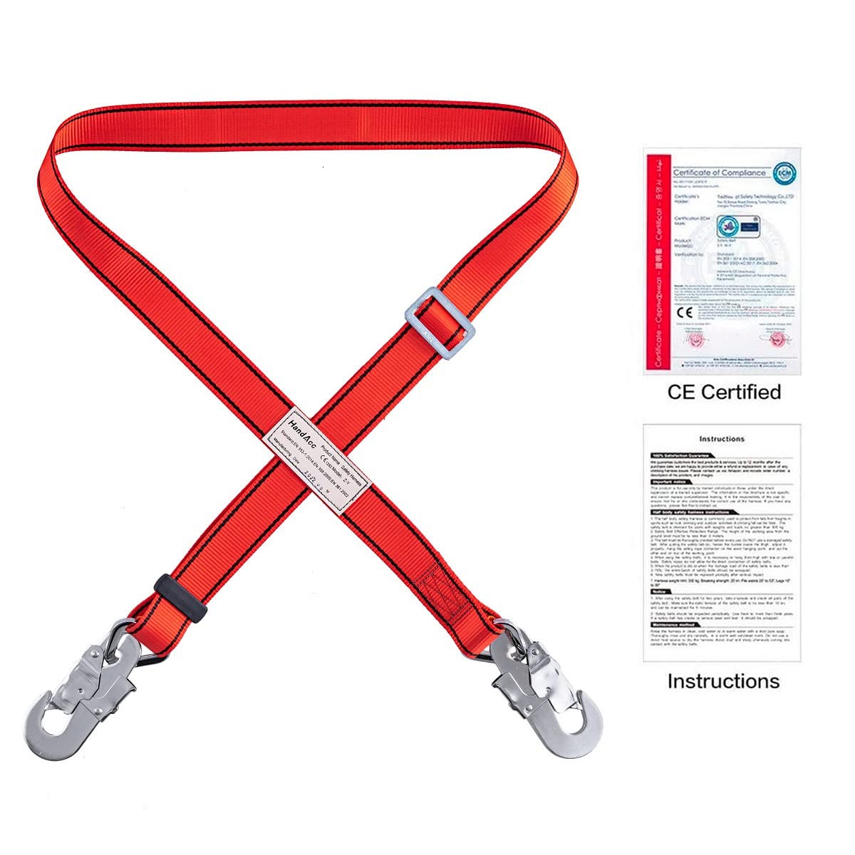 HandAcc Hunting Safety Belt with Adjustable Lanyard, Tree Climbing Belt Restraint Lanyards, Add Level of Safety for Hunting, Hanging Stand Or Step, Trimming Tree, Putting Up Deer Stand