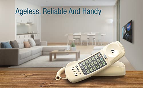 AT&T TRIMLINE 210 Corded Home Phone, No AC Power Required, Improved Easy-Wall-Mount, Lighted Big Button Keypad, 13 SpeedDial Keys, Last Number Redial, Mute, Flash, Volume Control, Beige (Renewed)