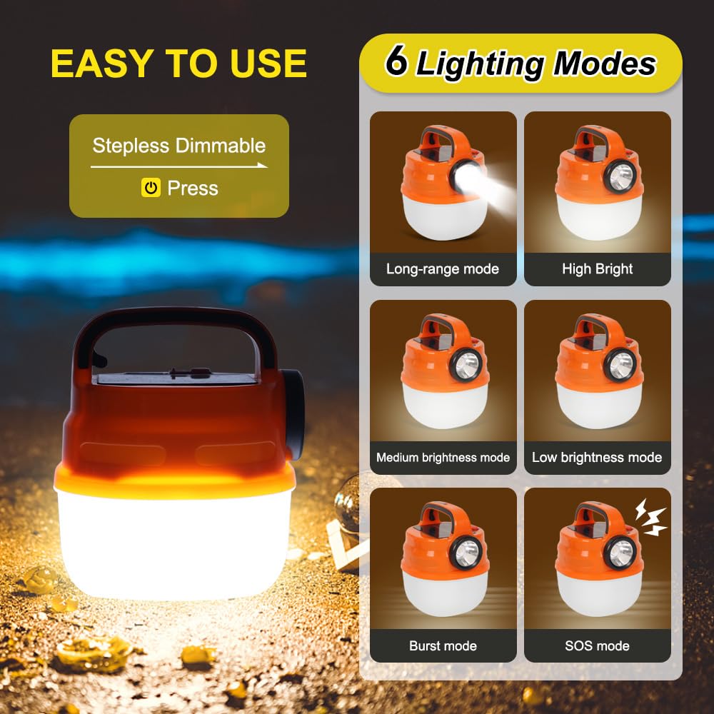 Camping Lights,Solar Powered&USB Charging Camping Tent Lantern,Power Outages, Home, Hiking, Water-Resistant, Black,Emergency Hanging Light for Hurricane (style1)