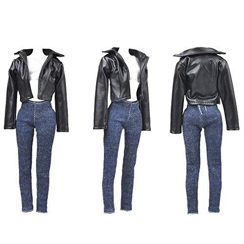 E-TING Leather Coat Suit Cool Wild Motorcycle Style Couple Clothes for Dolls (Girl)