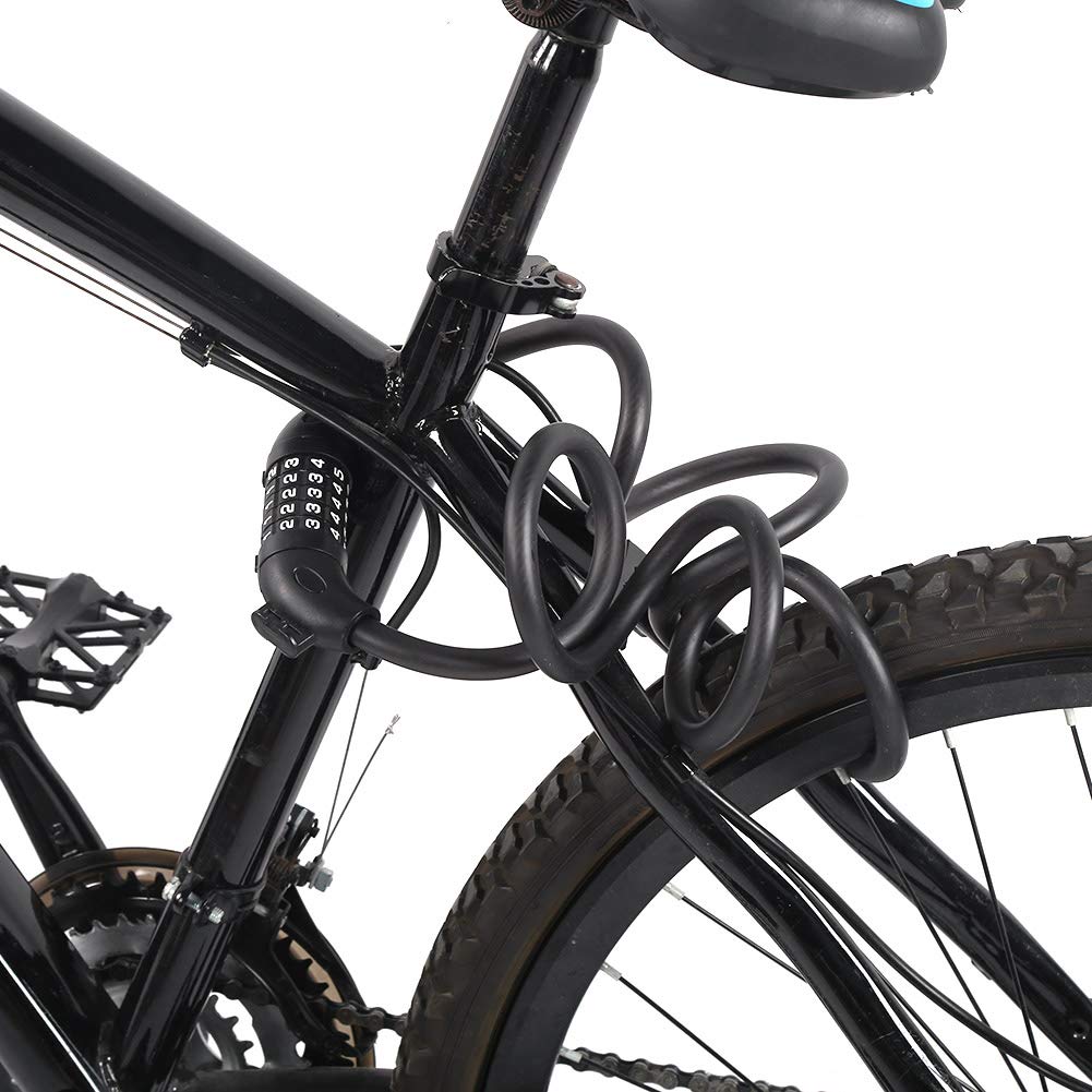 Beaswhca 1.5m Steel Alloy Heat-Treated Portable Anti-Theft bar Lock Disc Brake Lock Mountain Bike Lock 5-Digit Combination Code