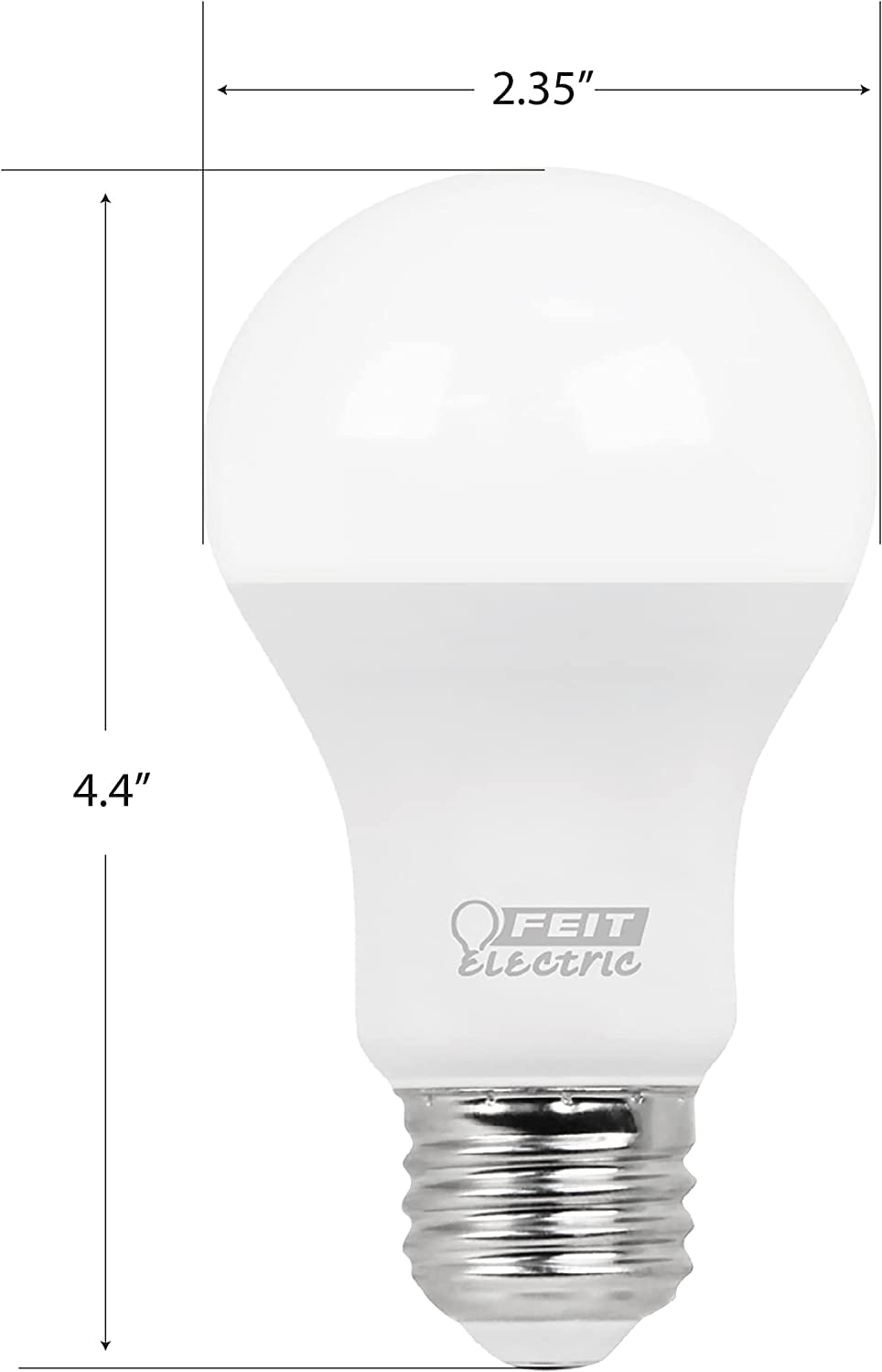 FEIT ELECTRIC A450/850/10KLED/4 4-Pack 40W Equivalent 5.5 Watt Non-Dimmable A19 LED Light Bulbs, 4.4" H x 2.35" D, 5000K Daylight, 4 Piece