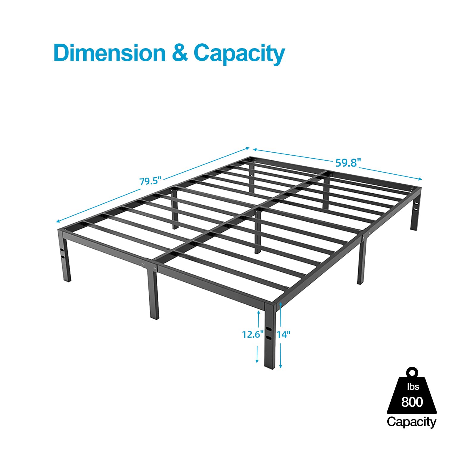 AUTSTA Queen Bed Frame Easy Assembly, Bed Frame Queen Size No Box Spring Needed, Heavy Duty Metal Platform Bed Frame with Plenty of Room for Storage