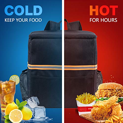 ISFC Thermal Food Delivery Backpack with Cup Holders,Insulated Pizza Delivery Bag Waterproof Food Warmer Backpack for Ubers,Doordash,Camping,Groceries Backpack