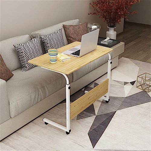 GRALES Portable Mobile Laptop Computer Desk Mobile Side Table,Adjustable Movable W/Tablet Slot Wheels,Portable Laptop Stand Foldable Computer Desk