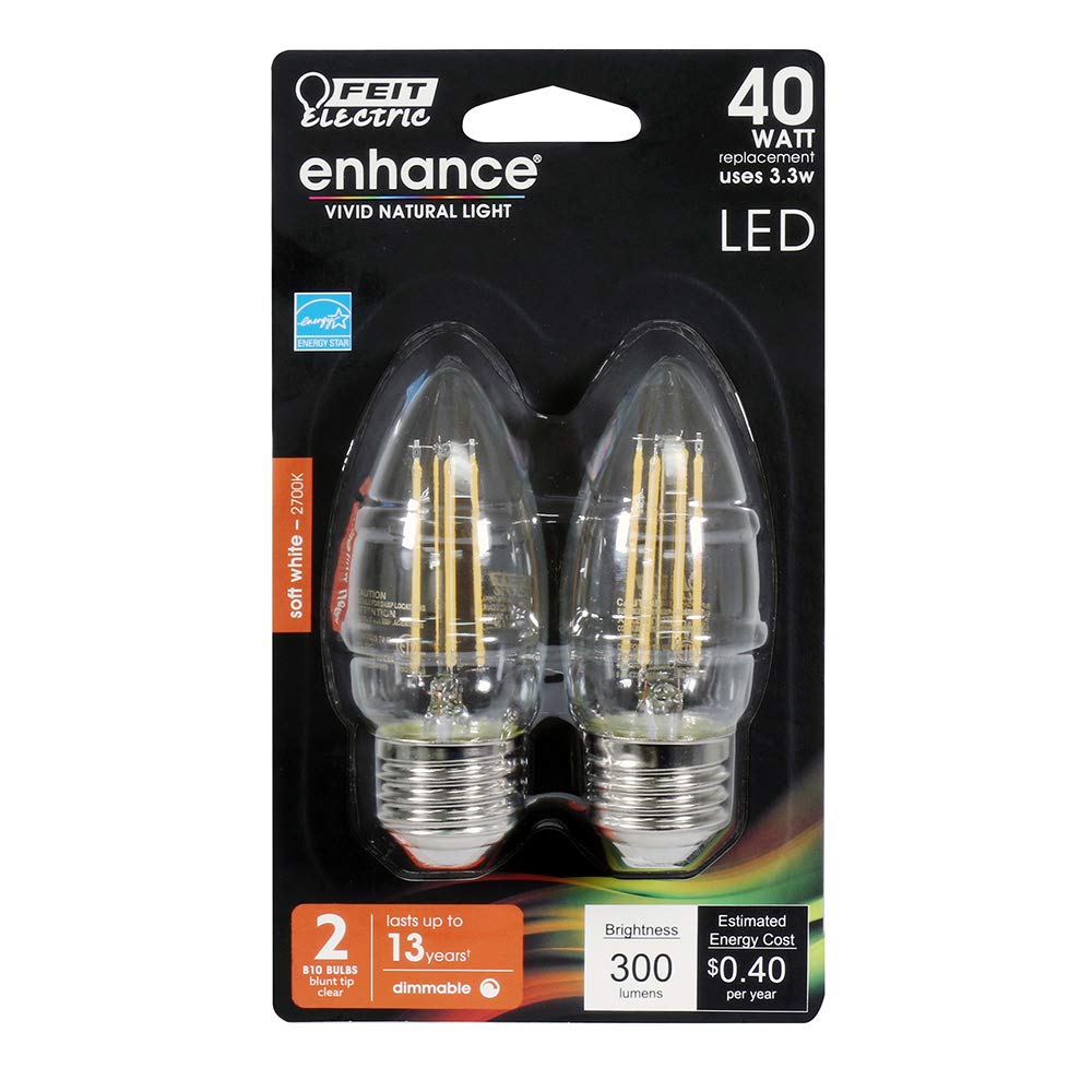 Feit Electric BPETC40927CAFIL/2/RP 40W EQ LED Light Bulb E26, 2 Bulbs
