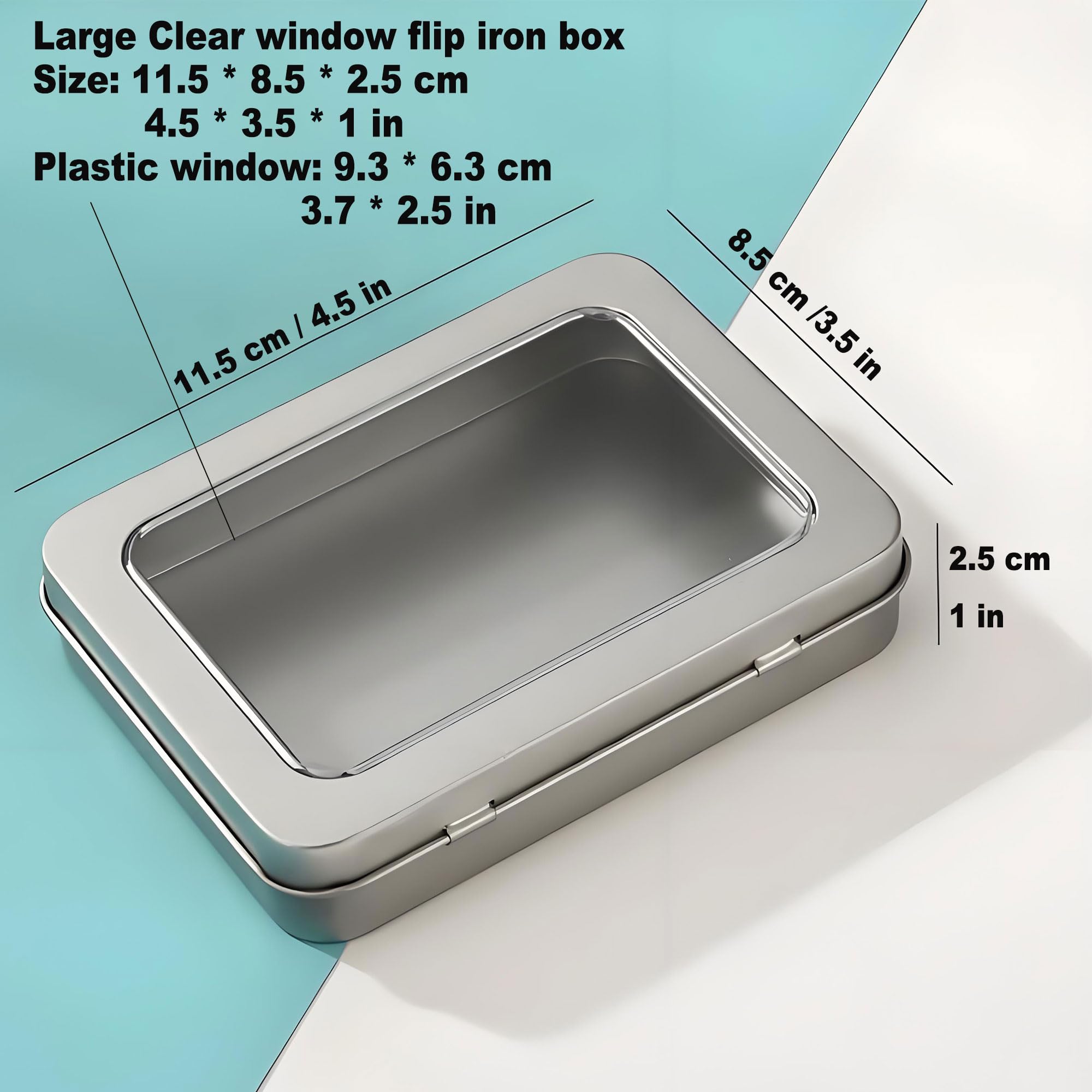CHSZCHOMER 12 pack Small Metal Tins with Lids – Clear Window Design Versatile Storage Containers for Crafts, Sewing, and Organization – Compact 4.5 x 3.5 x 1 inche