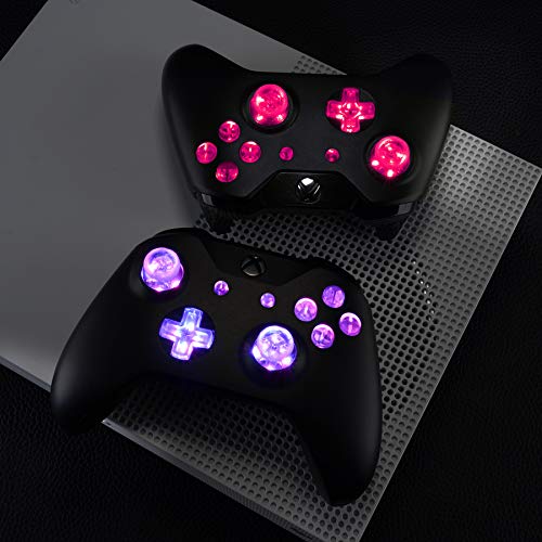 eXtremeRate Multi-Colors Luminated Dpad Thumbsticks Start Back ABXY Action Buttons (DTF) LED Kit for Xbox One Standard, Xbox One S X Controller 7 Colors 9 Modes Button Control -Controller NOT Included