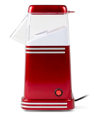 Nostalgia Hot-Air Electric Popcorn Maker, 8 Cups, Healthy Oil Free Popcorn with Measuring Scoop, Retro Red