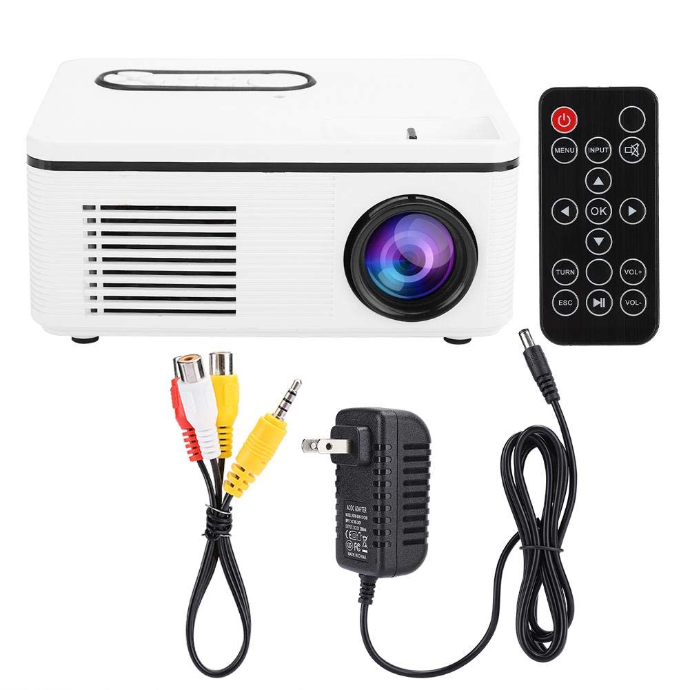 Bewinner1 Mini Video Projector,1080P Multimedia Home Cinema Theater HD LED Movie Projector with 1000: 1 Contrast for Desktop/DVD/Mobile Phone/Game Console/Speaker(White)