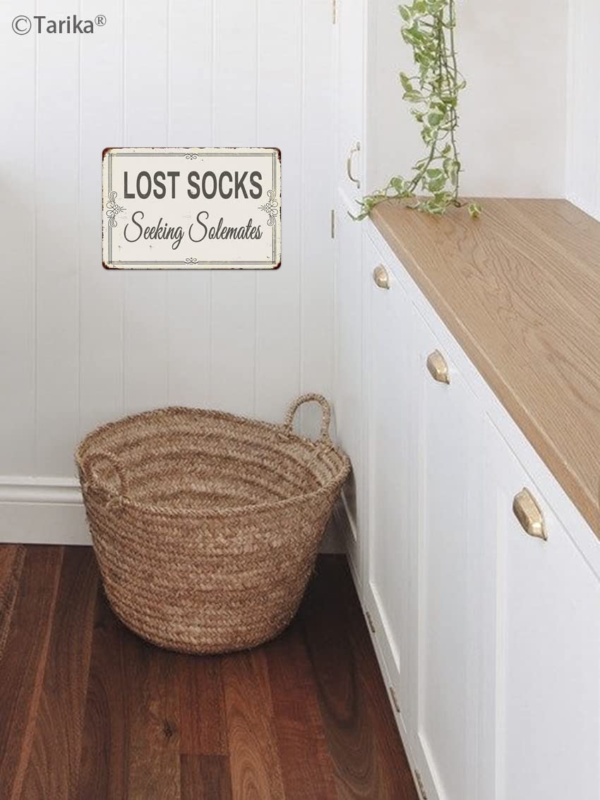 Lost Socks Seeking Solemates 20X30 cm Metal Retro Look Decoration Plaque Sign for Home Kitchen Bathroom Farm Garden Garage Inspirational Quotes Wall Decor
