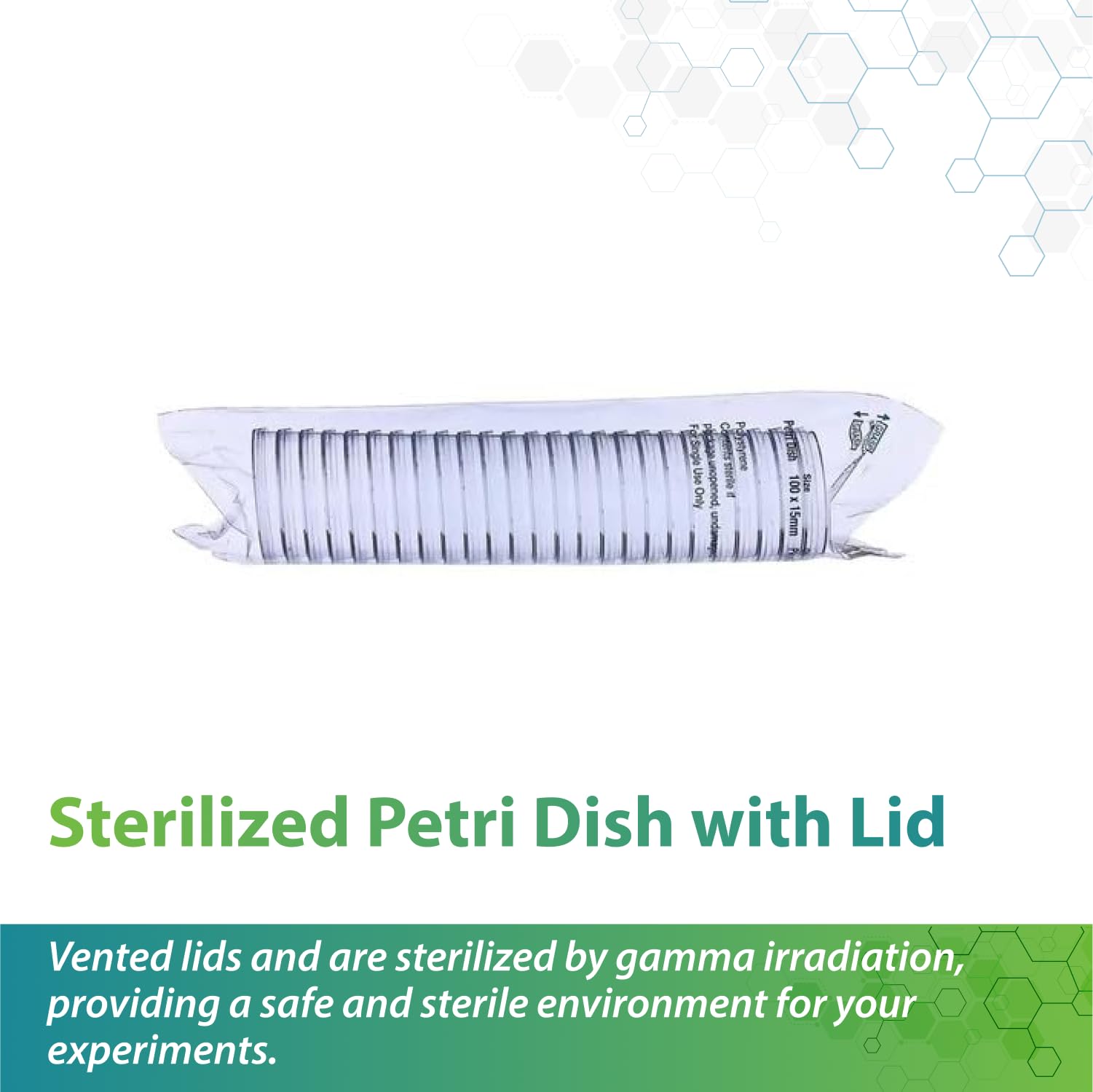 Olympus Petri Dish - Transparent Labs - 90x15mm Petri Dish with Lid - 10 Dishes Per Sanitized Sleeve - 500 Petri Dishes Per Unit