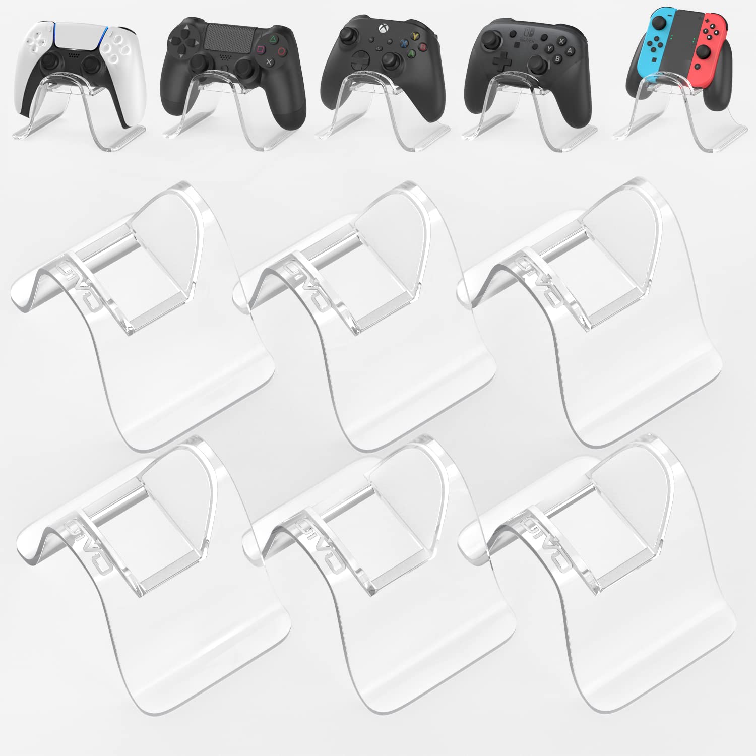OIVO Game Controller Holder for Desk, Clear Controller Stand for PS3/PS4/PS5/Xbox/Switch Pro Controller, Stackable Controller Organizer Controller Storage 6 Packs