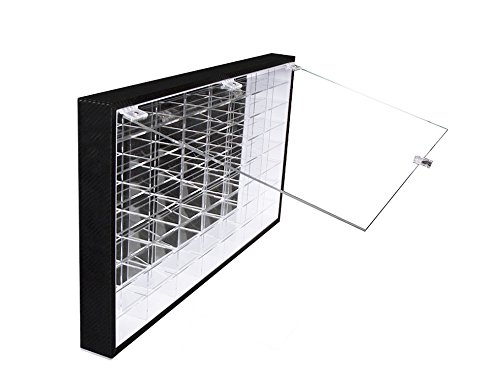 JACKCUBE Design Hot Wheels 1/64 Scale Diecast Display Case Storage Cabinet Shelf Wall Mount Rack for 56 Hot Wheels(Black, 24.61 x 13.78 x 2.05 inches)-MK184