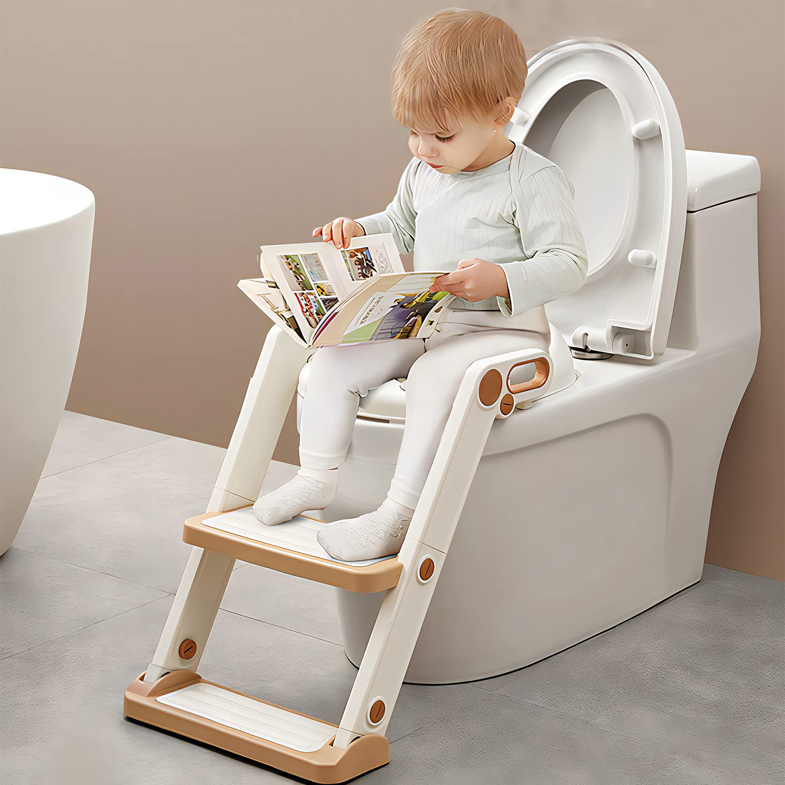 CODOGOY Potty Training Toilet Seat with Step Stool Ladder for Boys/Girls Height Adjustable Toddlers Potty Training Seat