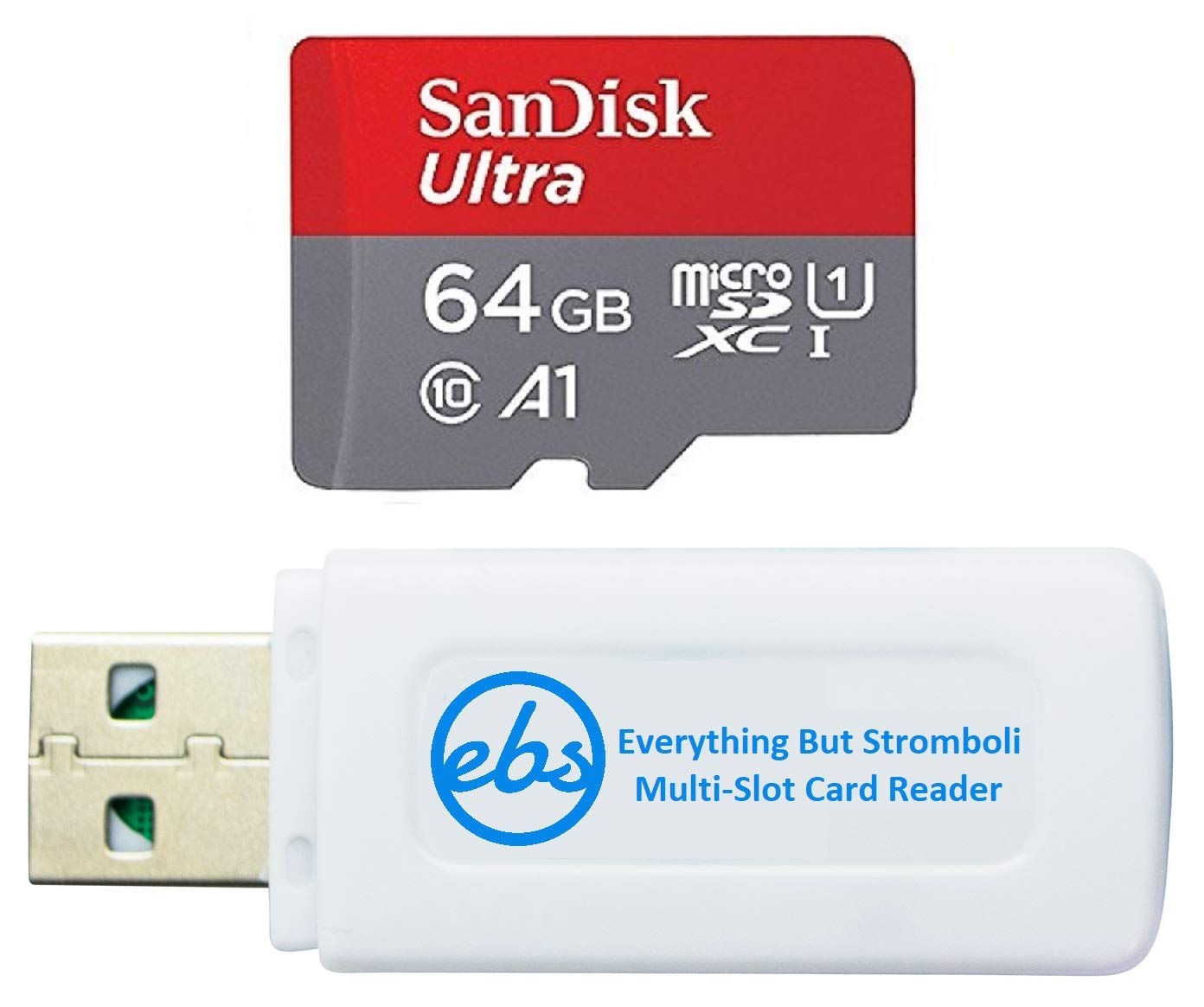SanDisk 64GB Micro SDXC Ultra Memory Card Class 10 Works with Nintendo Switch OLED Model Gaming System (SDSQUA4-064G-GN6MN) Bundle with (1) Everything But Stromboli SD & MicroSD Memory Card Reader