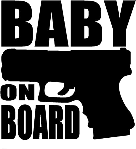 Baby On Board Fire Arm Decal Vinyl Sticker Auto Car Truck Wall Laptop 5.5" Wide - Black Color