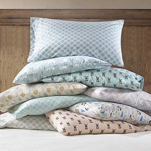 Sleep Philosophy True North Cozy Flannel Warm 100% Cotton Sheet - Novelty Print Animals Stars Cute Ultra Soft Cold Weather Bedding Set, Twin, Ivory Solid 3 Piece
