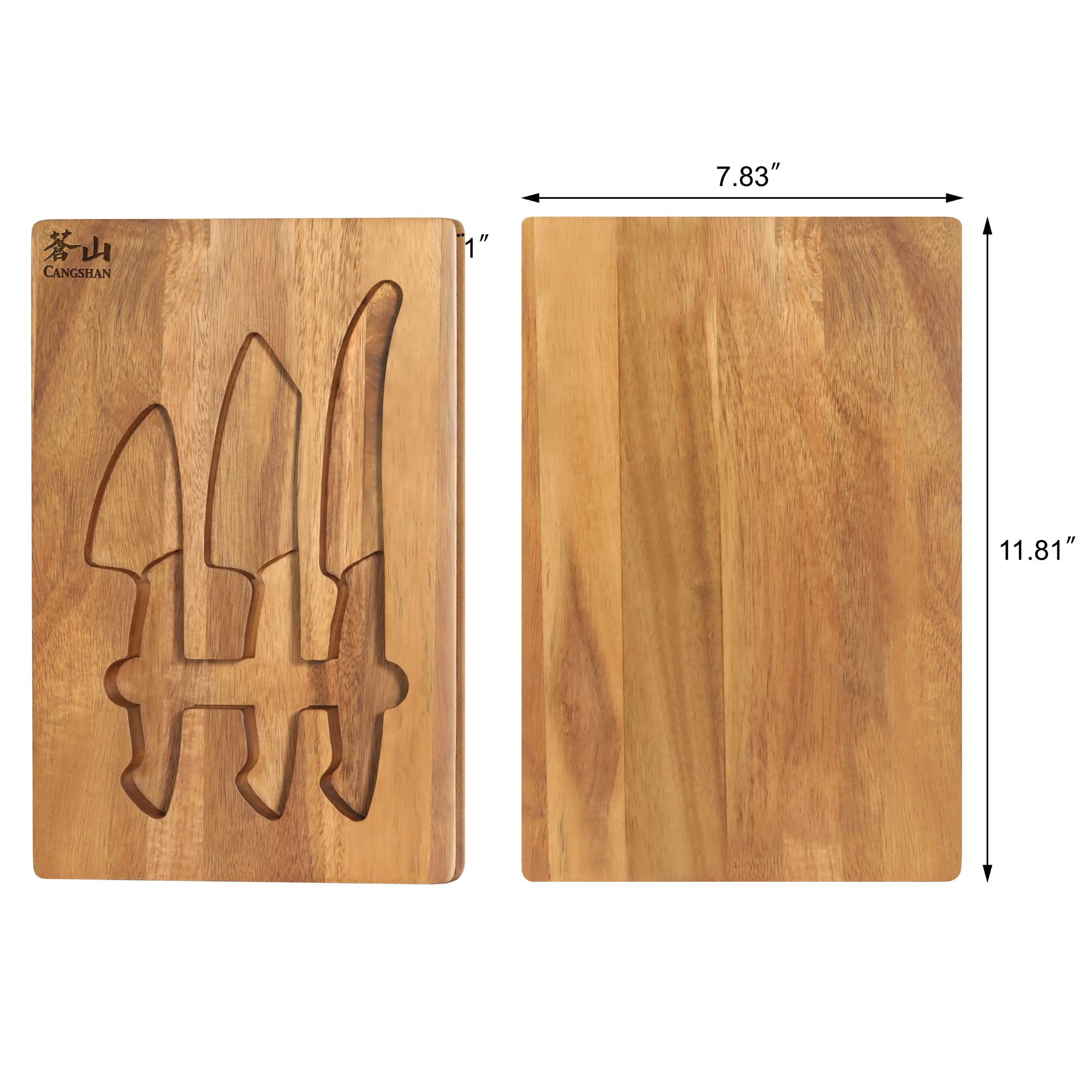 Cangshan 1027327 3-Piece Olive Wood Cheese Knife Set with Acacia Cheese Board
