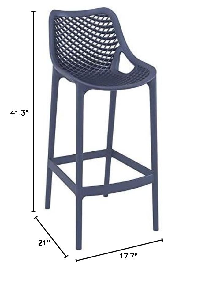 Home Square Patio Bar Stool in Dark Gray Finish - Set of 2
