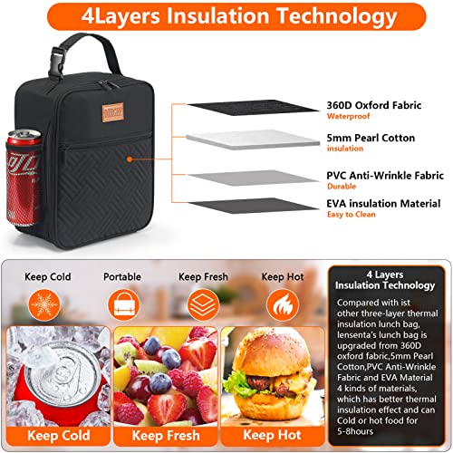DIRGEE Lunch Box for Men Insulated Lunch Bag for Women Adults Small Lunch Bag for Office Work Lunch Bag For Men - Leakproof Freezable Cooler Bag Reusable Portable Lunch Box (Black)