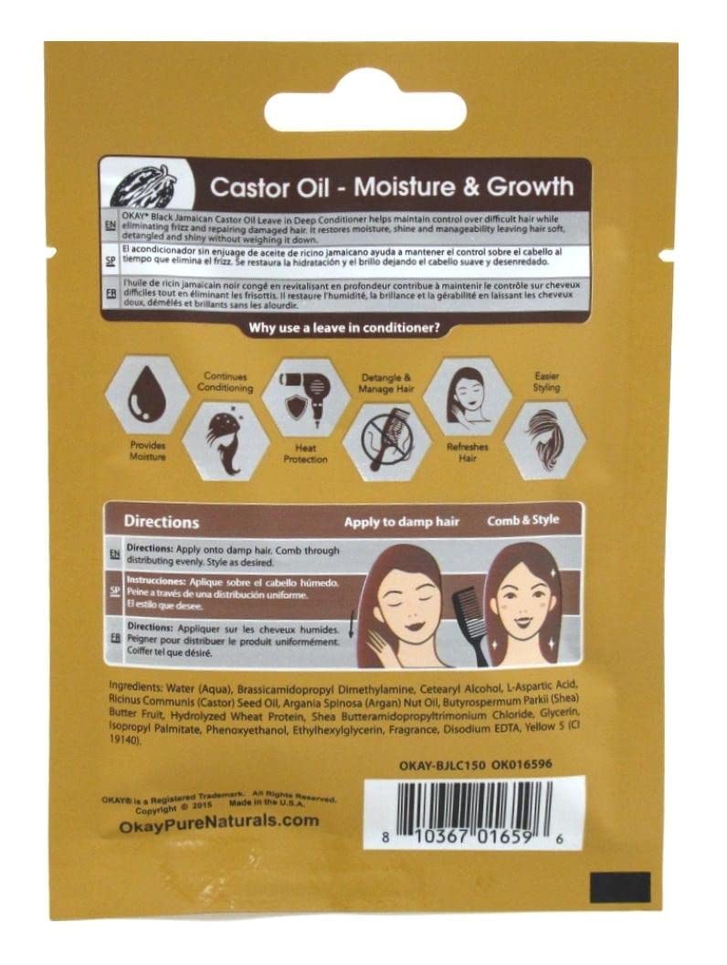 Okay Black Jamaican Castor Oil Leave-In Deep Conditioner 1.5 oz. 12-Count by Okay