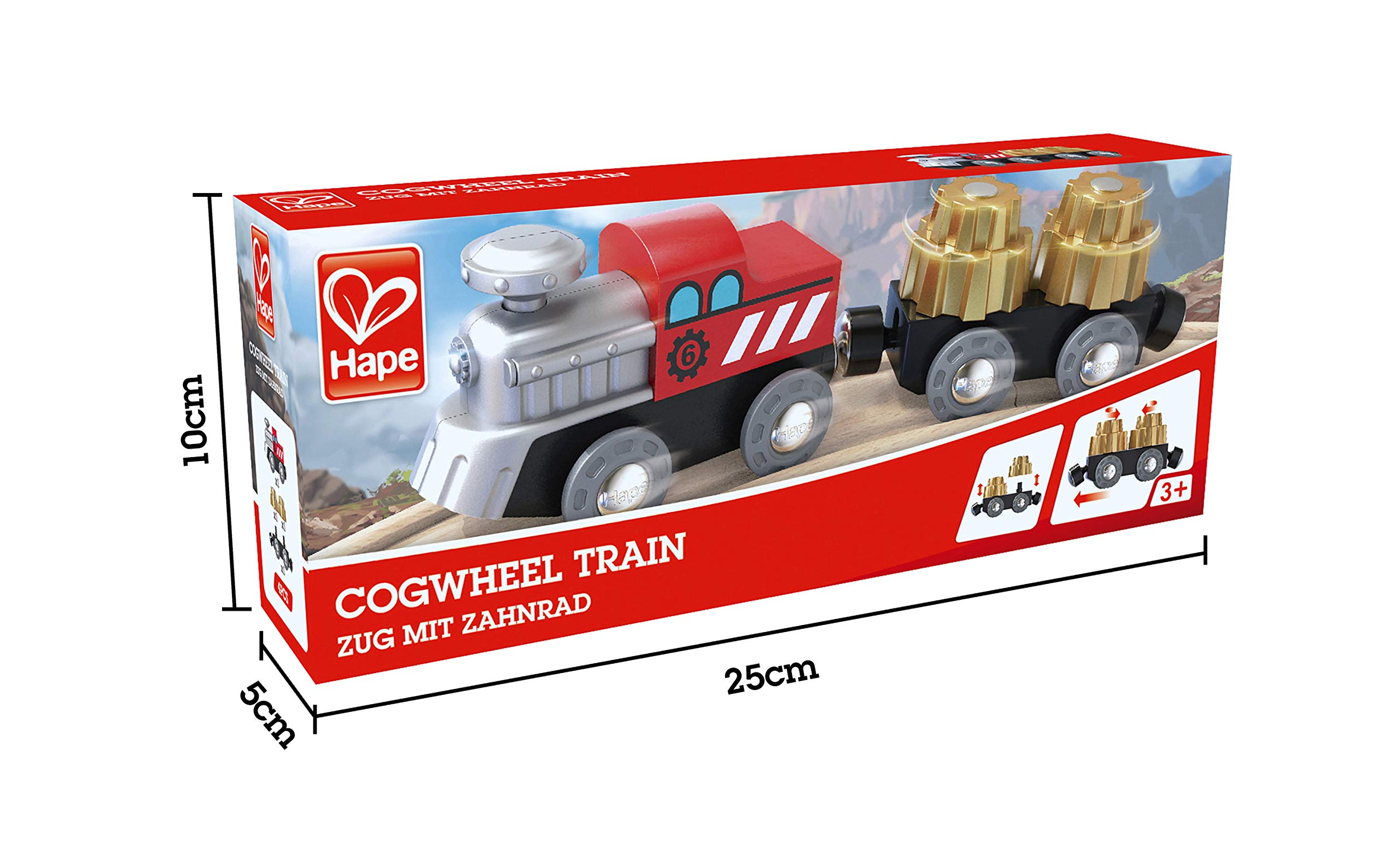 Hape Cogwheel Train| Wooden Railway Cogwheel Engine Toy Train for Kids