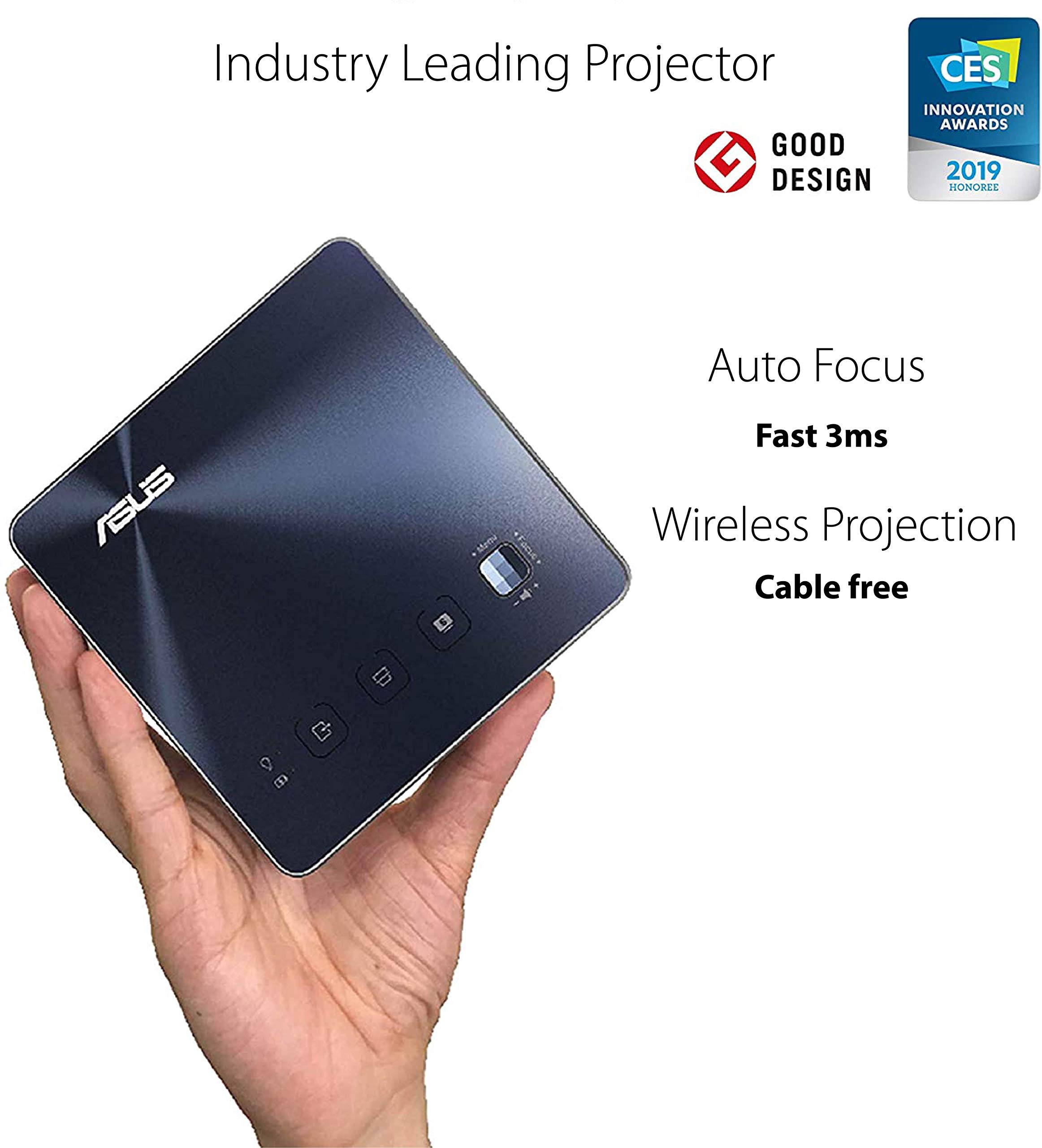 ASUS ZenBeam S2 Portable Mini Wireless Projector with Speakers 500 Lumens Native 720P USB-C HDMI Auto Keystone I Up to 3.5 Hours Battery | 2 Years Warranty