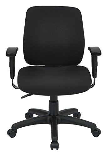 Office Star Deluxe Adjustable Office Task Chair with Ratchet Back Height Adjustment and Thick Padded Seat, with Arms, Coal FreeFlex