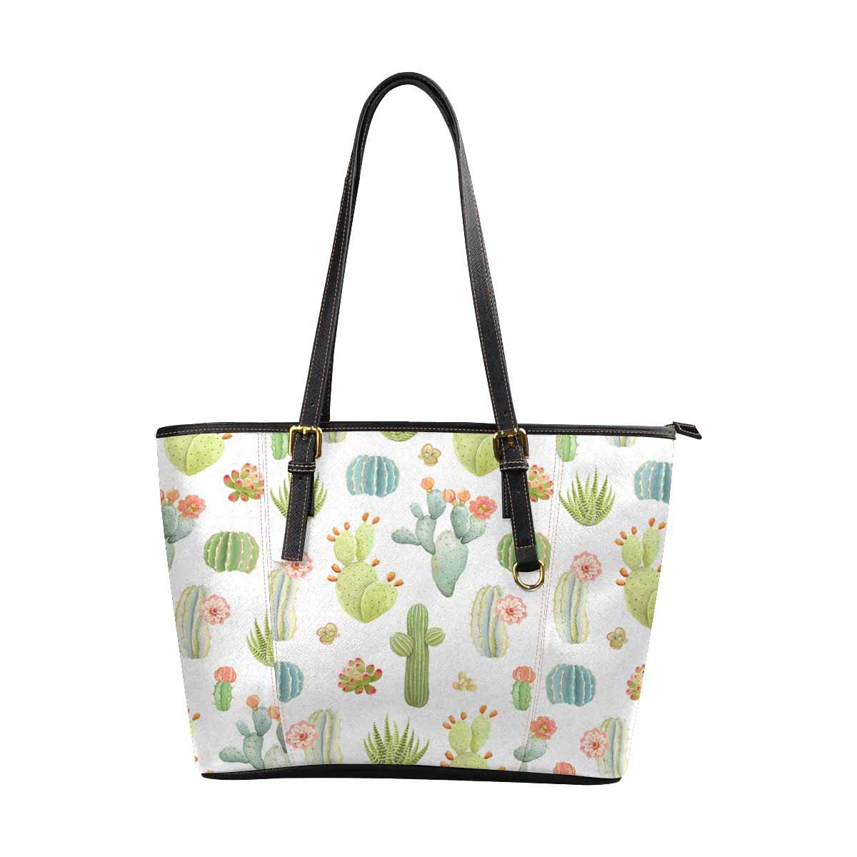 InterestPrint Women Handbags Shoulder Bags Tote PU Leather Handbags Cactus Lover