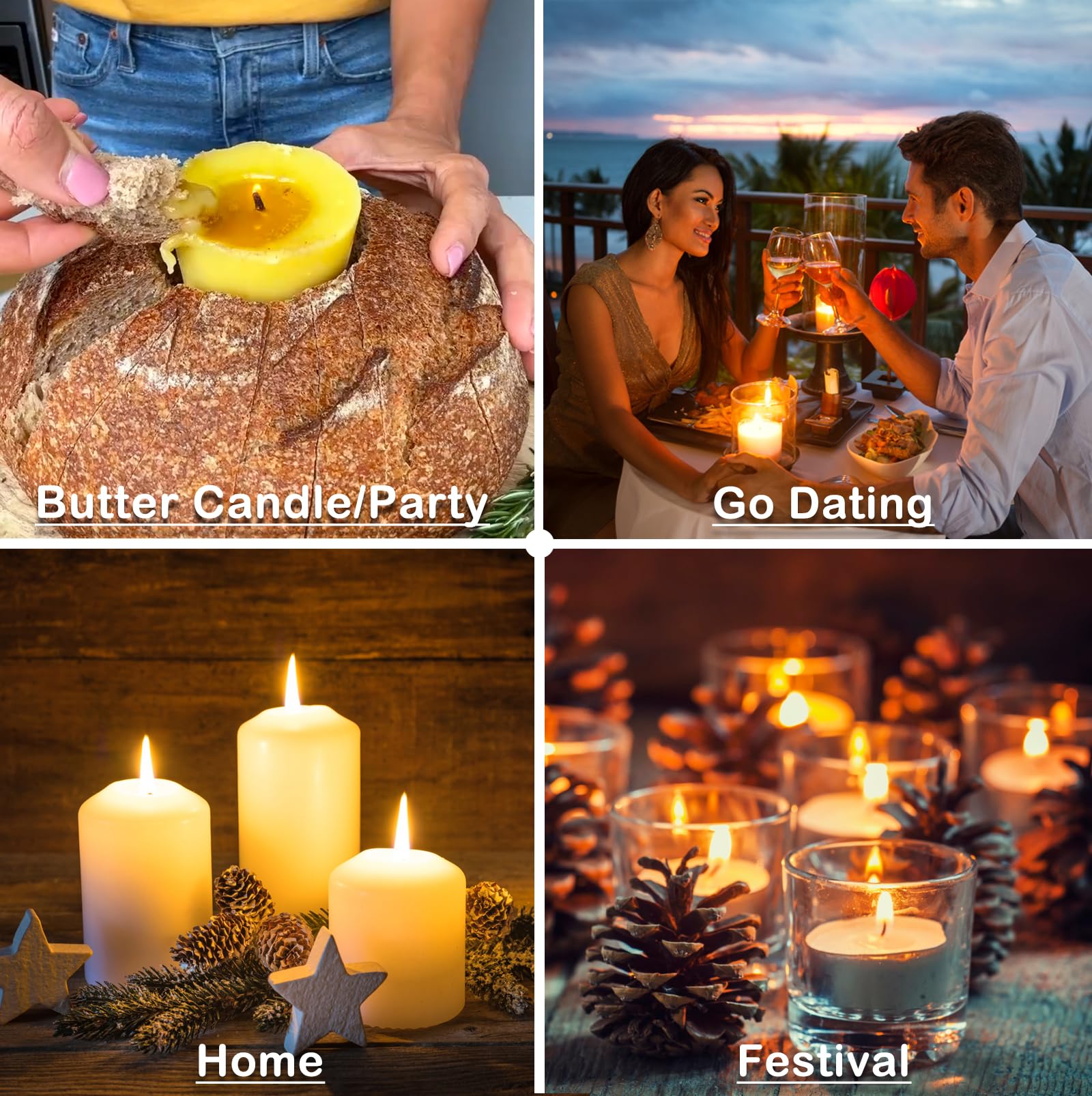 Nuozme 50 Pcs 6" Natural Candle Wicks,Pre-Waxed by 100% Beeswax & Tabbed with 60Pcs Candle Wick Stickers and 5 Pcs Wooden Candle Wick Centering Device, for Candle Making,Candle DIY