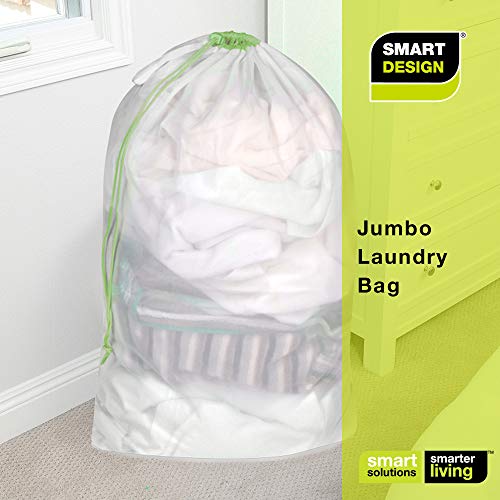 Smart Design Heavy-Duty Laundry Bag – Holds Up to 3 Loads, Jumbo – Laundry Hamper with Handle & Push-Lock Drawstring for Easy Organization and Storage – Laundry Basket Made with Breathable Mesh
