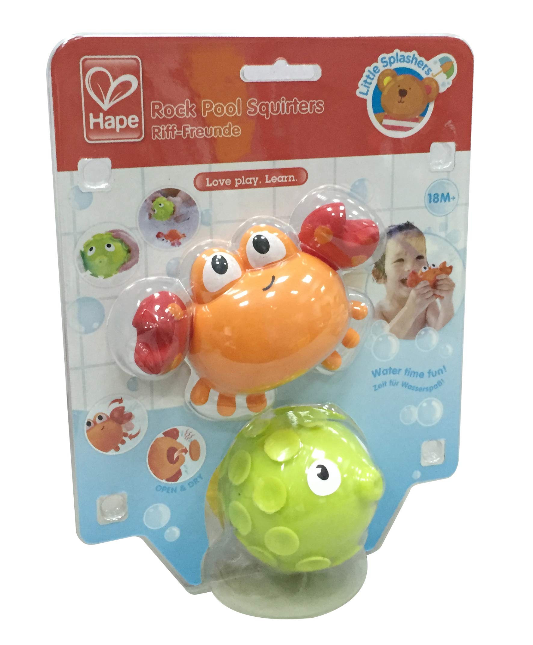 Hape Rock Pool Squirters | Colorful Baby & Toddler Bath Toys, Silicone and Non-Toxic Set, Water Spouting and Suction Crab & Fish