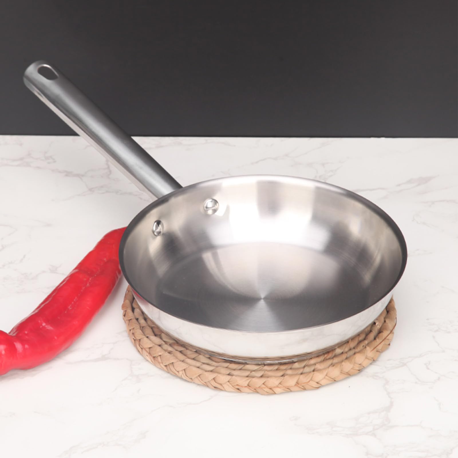 Daddynme Tri-Ply Stainless Steel 8inch Small Frying Pan, Chef's Pans Oven safe induction kitchen skillet,Suitable for All Stove