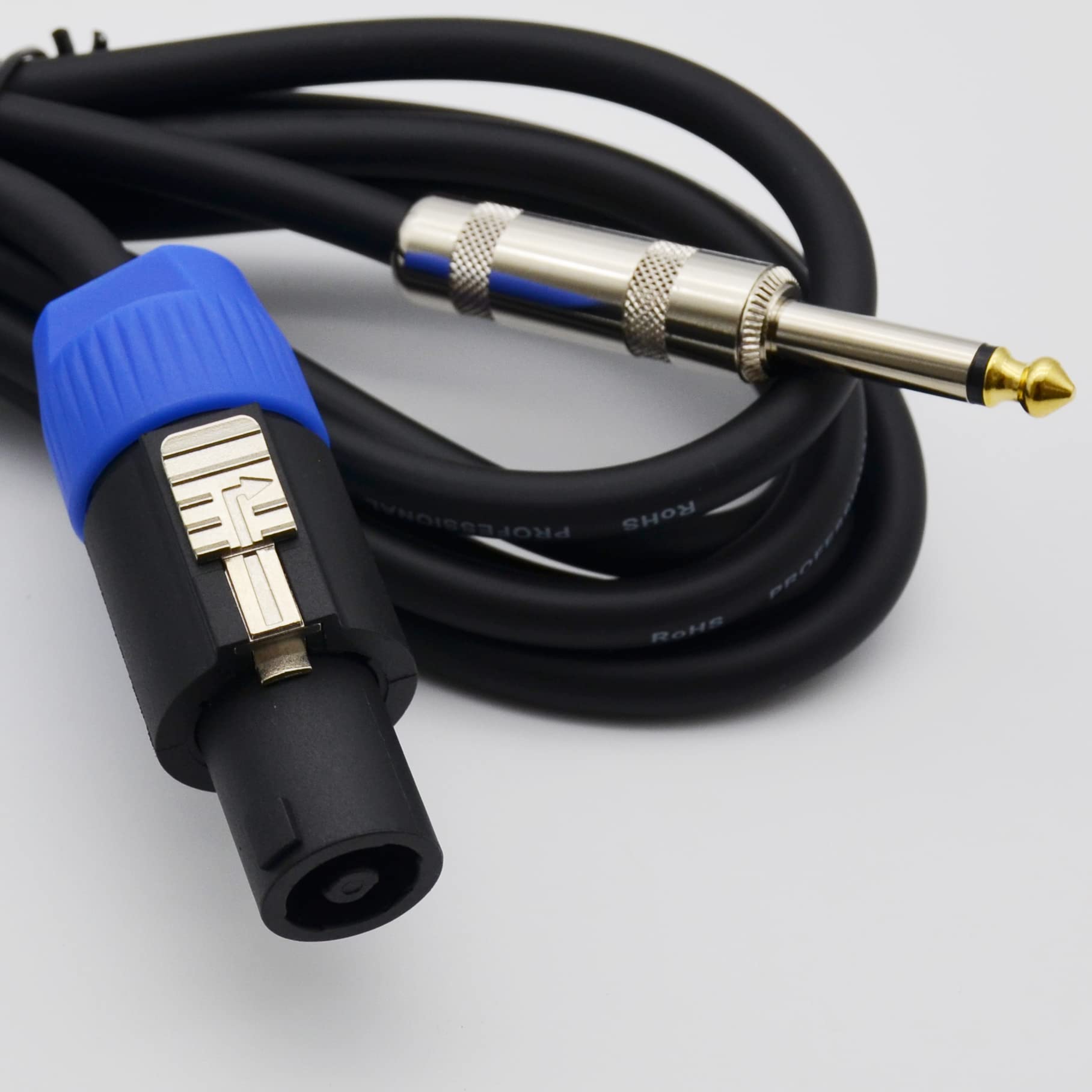 SbE-rsyun 10 ft Speaker Cable 12 Gauge Wire 2 Conductor Speakon with Twist Lock to 1 4 Inch TS Male Compatible with PA DJ Home Audio