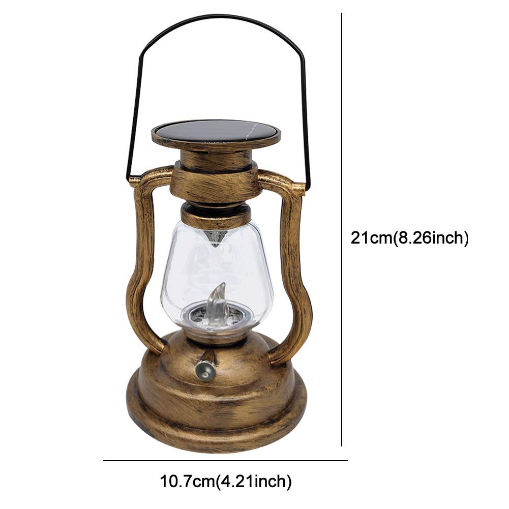 BEYST Solar Hanging Candle Light,Retro Antique LED Oil Lamp Hurricane Miners Lantern for Garden Tree Table Reading Camping(Warm White Light)