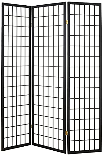 ORE International 3-Panel Room Divider, Black, 70" x 6" x 50"