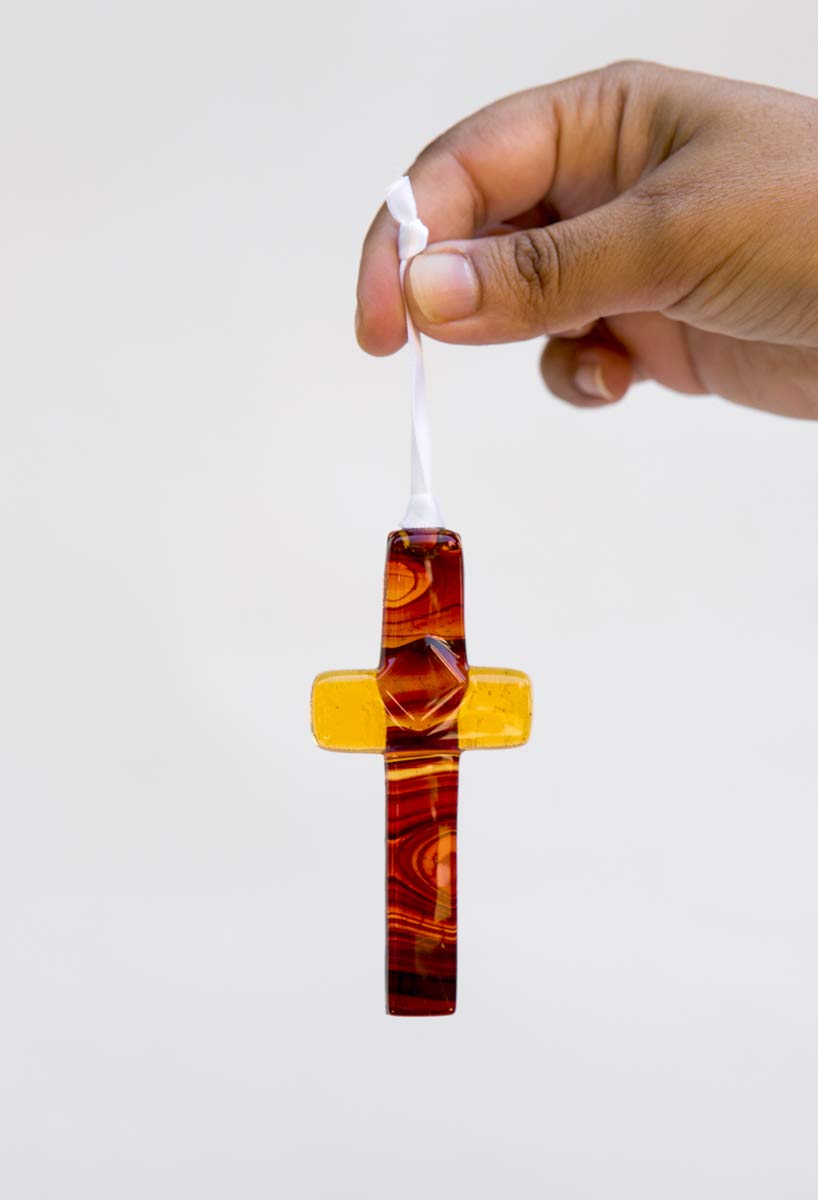 On Your First Grandchild Keepsake Glass Cross Gift for New Grandparents