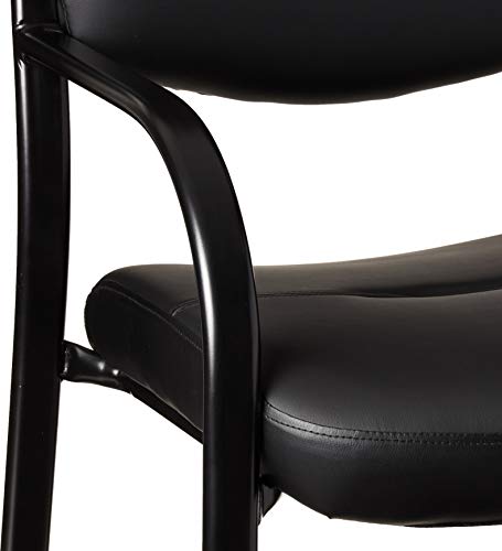 Boss Office Products Leather Sled Base Side Guest Chair, Black