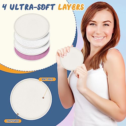 Geelin Nursing Pillow Soft Nursing Pads Set Include Breastfeeding Pillows with Adjustable Waist Strap 4 Pieces Breast Pads Reusable Postpartum Essentials for Baby Breastfeeding, Gray and White