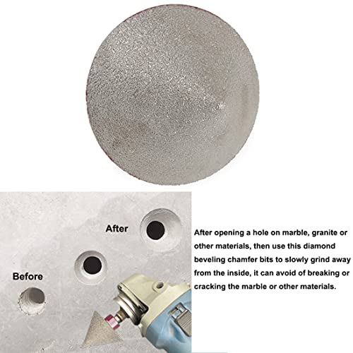 Brazed Diamond Chamfer Grinding Bit, 1-7/8In Diamond Beveling Chamfer Bits Diamond Countersink Grinding for Trimming Enlarging Reaming Granite Marble Tiles Slate Hole with 5/8β-11 Threads Rod