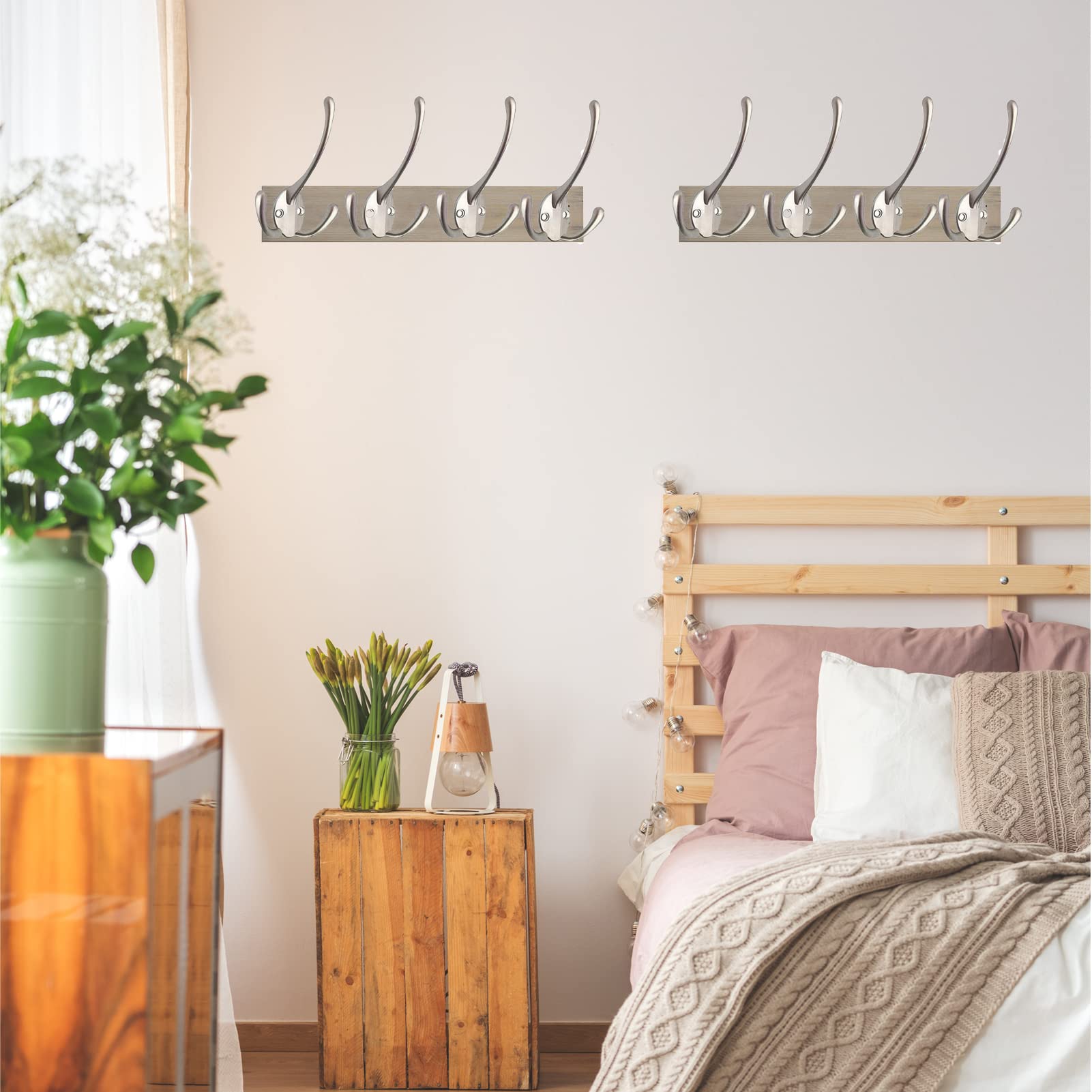 Mzizi Dco Wall Hooks,6 Pack Coat Hooks Wall Mounted with 24 Screws,Single Hardware Heavy Duty Hooks,Metal Zinc Alloy Double No Rust Hooks Hanging Coats Robe Towel Hat Key Clothes Bag Jacket (Silver)