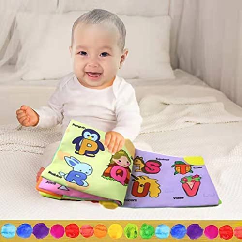 Baby Books Toys Touch and Feel Crinkle Cloth Books with Teether Toy Fabric Book Activity Book Sensory Book Busy Book Farmer…